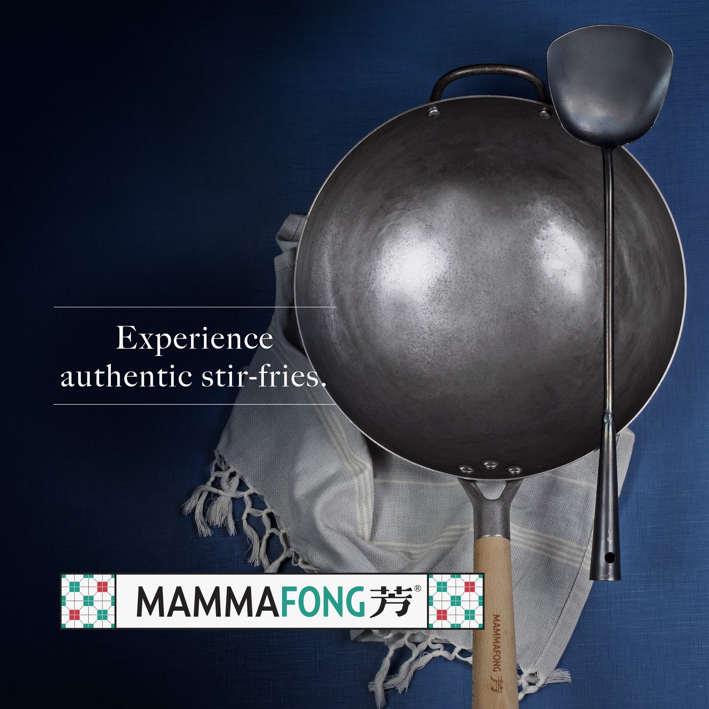Authentic 14 inch Hand Hammered ROUND Bottom Carbon Steel Wok Set Star ...